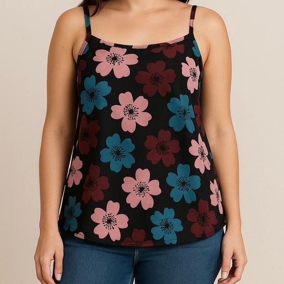 LuLaRoe | Tops | Lularoe Women Floral Tank Top Black Multicolor Size Xl ...